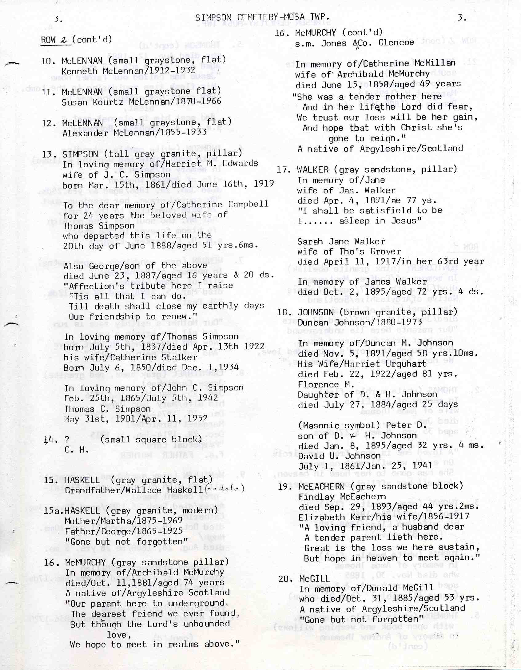 Simpson Cemetery, Pratt Siding Road, Middlesex County, Ontario, Canada