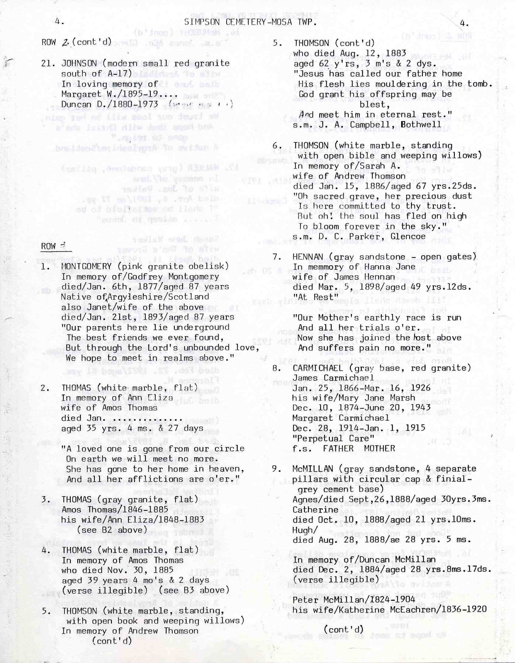 Simpson Cemetery, Pratt Siding Road, Middlesex County, Ontario, Canada