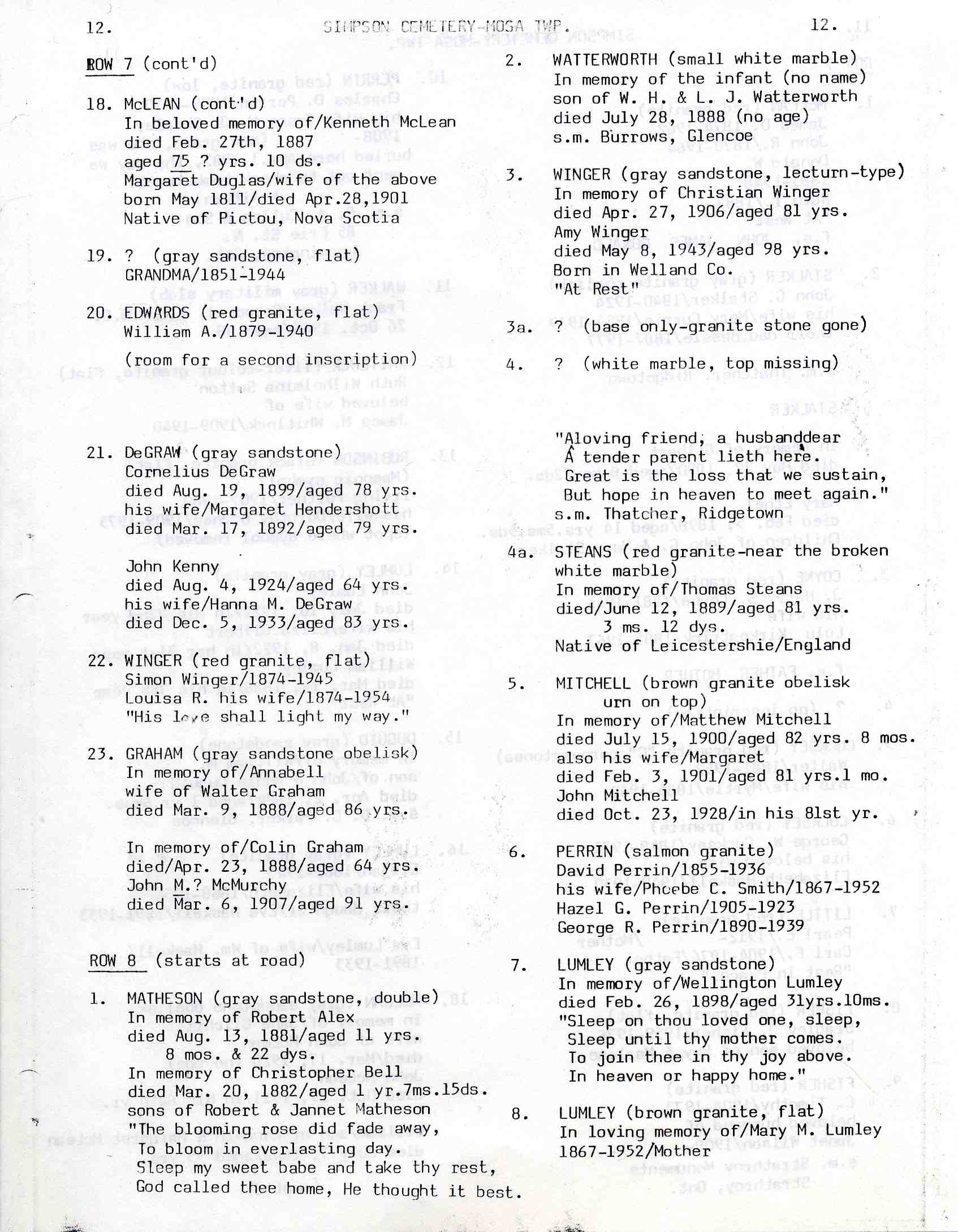 Simpson Cemetery, Pratt Siding Road, Middlesex County, Ontario, Canada